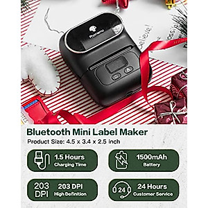Phomemo M110 Bluetooth Label Maker with 3 Rolls 1.97"x3.15"(50x80mm) Thermal Labels- Thermal Label Maker Printer Apply to Labeling, Office, Cable, Retail, Barcode, Compatible with Android & iOS