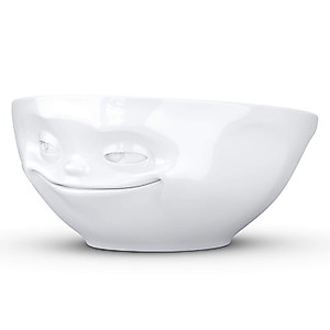 FIFTYEIGHT PRODUCTS TASSEN Porcelain Bowl, Grinning Face Edition, 11 oz. White (Single Bowl) Medium Bowl for Soup Cereal
