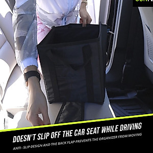 Sunferno Foldable Car Seat Organizer for Front, Back Seat & Trunk - Store Your Baby Supplies, Kids Toys, Car Cleaning Supplies, Work Tools in the 12 Storage Compartments - Passenger Seat Organizer