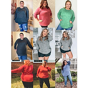 AURISSY Womens Plus Size Sweatshirts 2X Long Sleeve Tunic Tops Black-18W
