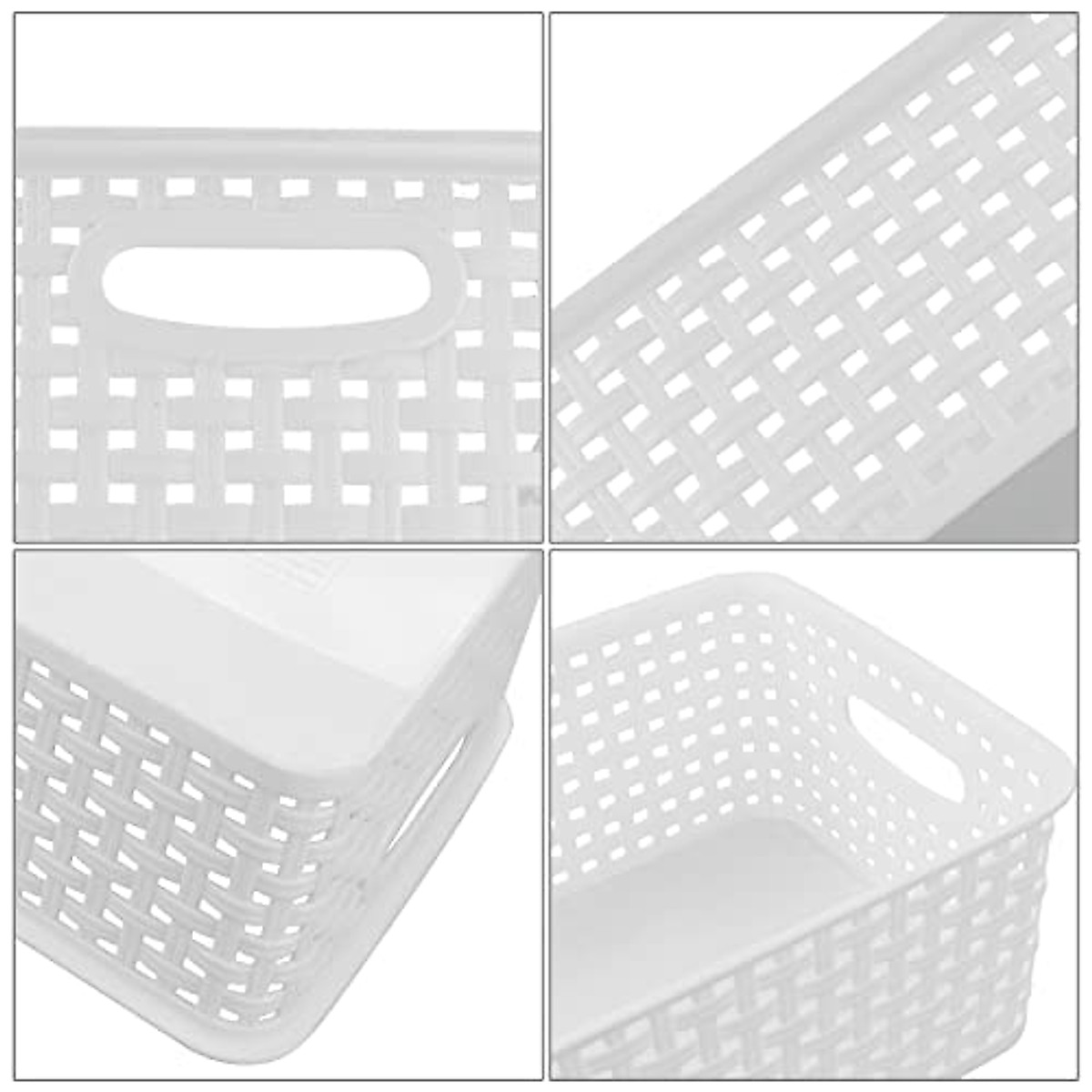 Joyeen 6 Pack Woven Basket, Plastic Small Storage Basket, White