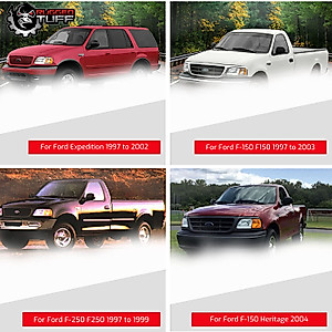 Side Mirror Glass Assembly With Plastic Back Plate (Non-Heated) Compatible with Ford 1997-2003 F150, 1997-1999 F250, 1997-2002 Expedition (Driver Side No Heat)