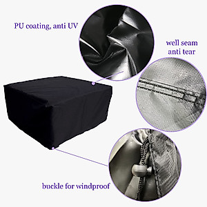 J&C Patio Furniture Cover, Outdoor Square Patio Furniture Set Covers Furniture Table Cover, Black Durable Waterproof Dust Proof Protection Covers for Garden Lawn Furniture Sets (35.5x35.in-420D)