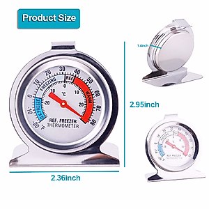 4 Pack Refrigerator Thermometer -30-30 deg C/-20-80 deg F, Classic Fridge Thermometer Large Dial with Red Indicator Thermometer for Freezer Refrigerator Cooler