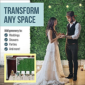 CREATIVE SPACE Grass Wall Panels Artificial Plants Wedding Backdrop 12 PCS 20 x 20 Inch Boxwood Panels Privacy Hedge Screen for Indoor Outdoor Garden Wall Decor Bedroom