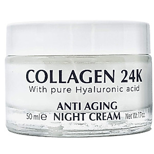 Delfanti-Milano • COLLAGEN 24K • Anti-Aging Night Cream • Face and Neck Moisturizer with pure Hyaluronic Acid • Made in Italy