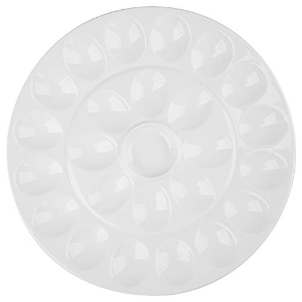 Foraineam 2 Pack 12.6 Inches Porcelain Deviled Egg Tray/Platter, White Egg Dish with 25 Compartments
