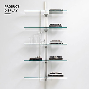 5pcs Tempered Rectangle Glass Floating Shelves for Wall-3/16 Thick -Pencil Polished Float Glass Shelf Panels (12 * 12)