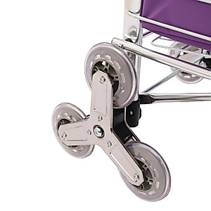 35L Folding Shopping Cart with Wheels Portable Stair Climbing Climber w/Oxford Cloth Bag for Luggage Laundry Camping Transport Shopping Purple