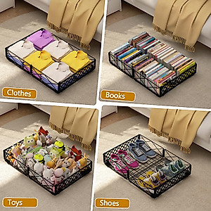 NADAMOO Under Bed Storage with Wheels, 2 Pack Rolling Under Bed Storage Containers，Foldable Metal Under the Bed Organizer Bins for Bedroom Clothes Shoes Blankets