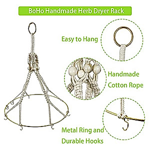 Shiyode Herb Dryer Handmade Plant Drier Rack Kit Flower Drying Hanging Holder Decorative Hanger with Hooks for Herb and Spices Drying, Gold