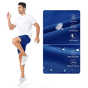 NORTHYARD Men's Athletic Running Shorts Quick Dry Workout Shorts Lightweight Sports Gym Basketball Shorts Hiking Exercise RoyalBlue-7 inches 3XL