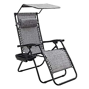 Homall Zero Gravity Chair Patio Lawn Chair Lounge Chair Folding Recliner Adjustable Outdoor with Canopy Shade,Cup Holder (Grey)