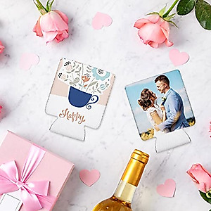 Sublimation Blanks Can Coolers, 12 Beer Can Cooler Sleeves, Collapsible Insulated Reusable Soda Cover Drink Coolies Beer Sleeves for DIY Weddings Bachelorette Parties Party Favors (White)