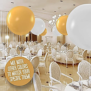 Prextex Gold Giant Balloons - 8 Jumbo 36 Inch Gold Balloons for Photo Shoot, Wedding, Baby Shower, Birthday Party and Event Decoration - Strong Latex Big Round Balloons - Helium Quality