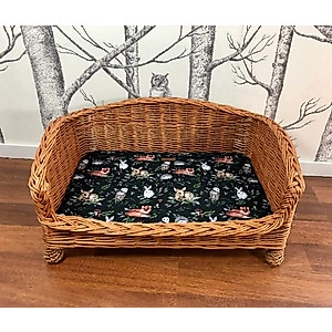 Wicker Pet Cot, Dog Bed with waterproof cushion