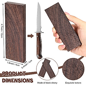 Sasylvia 4 Pcs Black Ebony Lumber Wood Timber Handle Plate Natural Wood Knife Handle Scales Knife Scales Lumber Blank for DIY Music Instruments Tools Crafts, 4.7'' x 1.6'' x 0.4''