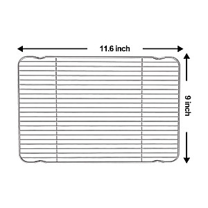 Medium Stainless Steel Cooking Rack Set 3, Large Baking Rack Pack of 3, for Cooling Baking Roasting Grilling Drying, Rectangle 11.6 x 9 x 0.6 Inch Toaster Oven, Oven & Dishwasher Safe