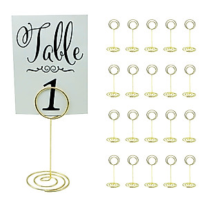 20 Pcs Golden Table Number Holders - Perfect For Weddings, Birthdays, Restaurants and Parties. 3.3 inches Holders with 20 Beautiful Cards (Gold)