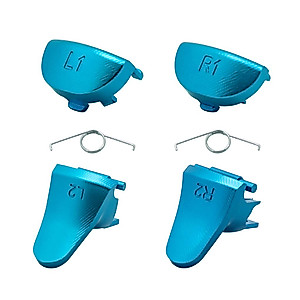 TOMSIN Replacement Triggers for PS4 Slim/ PS4 Pro Controller, Aluminum Metal L1 R1 L2 R2 Trigger Buttons for PS4 Controller Gen 2 (Blue)