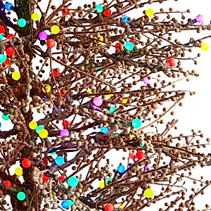 Nearly Natural 7ft. Frosted Berry Twig Artificial Christmas Tree with 450 Multicolored Gum Ball LED Lights and 1192 Bendable Branches