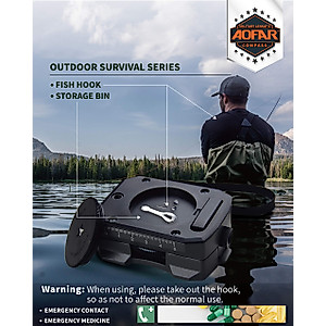 AOFAR Lensatic Sighting Military Compass AF-4090, Aluminum Alloy Material is Lighter, Functional with Signal Mirror Whistle Fishing Hook for Hiking, Camping, Fishing, Mountaineering, Boating, Pouch