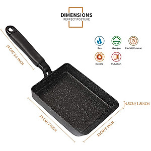 MyLifeUNIT Tamagoyaki Pan, Japanese Omelette Pan Nonstick with Silicone Spatula, Square Egg Pan 7 x 5 inches, Black