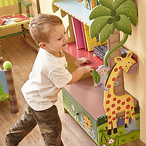 Fantasy Fields Sunny Safari Animal Wooden 3 Shelves Kids Bookshelf with 1 Drawer Storage Imagination Inspiring Hand Crafted & Hand Painted Details