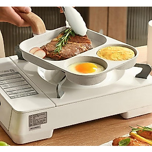 Unoschrim Nonstick Egg Frying Pan, Egg Frying Pan 3 Section, Aluminum Frying Pan With Heat Resistant Handle, Cooking Pan for Breakfast, Egg, Bacon and Burgers, Easy Clean, Only for Gas Stove