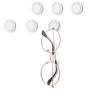 Mabor 6Pcs Sunglass Organizer Wall Mount Adhesive Sunglass Holder for Wall Hanging Sunglass Wall Organizer White Glasses Wall Holder Eye Glasses Storage Organizer
