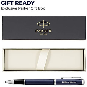 Dayspring Pens Engraved Parker Pen | Personalized PARKER IM Matte Blue Rollerball Gift Pen with Case. Custom Engraved and Shipped in one Business Day Fast.
