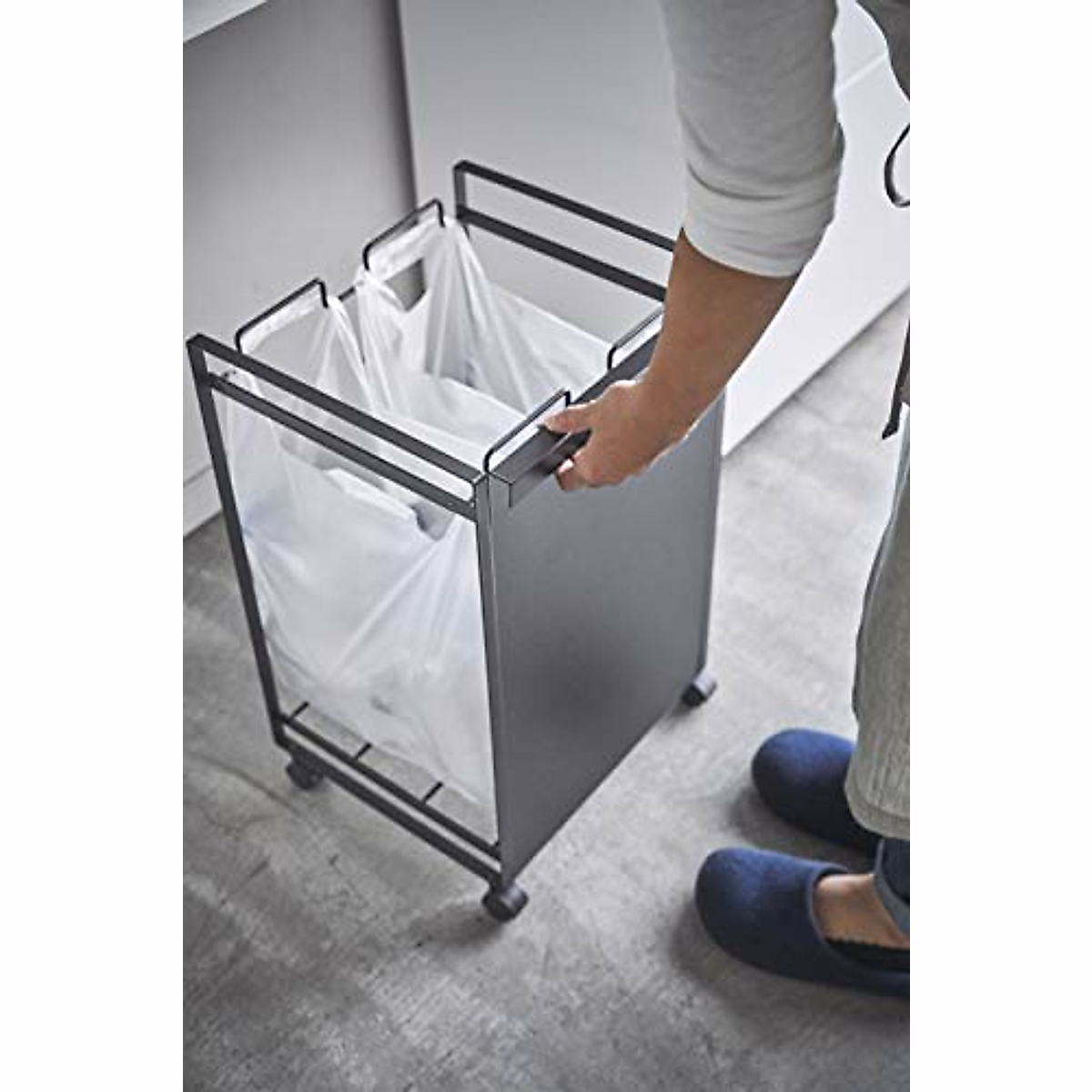 Yamazaki Home Tower Concealed Rolling Trash Sorter kitchen waste bins, One Size, Black