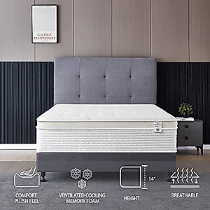 California King Size Mattress - 14 Inch Cool Memory Foam & Spring Hybrid Mattress with Breathable Cover - Comfort Plush Euro Pillow Top - Rolled in a Box - Oliver & Smith