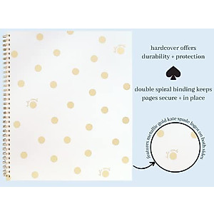 Kate Spade New York Large College Ruled Notebook, 11" x 9.5" Spiral Notebook with 160 Pages, Gold Dot with Script