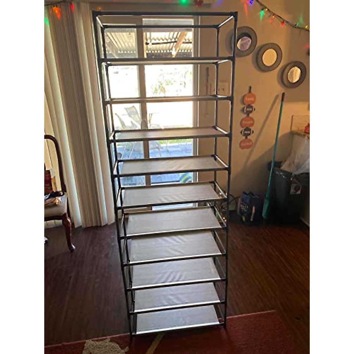 dcmtoamz Fashionable Room-Saving 9 Lattices Non-Woven Fabric Shoe Rack Gray