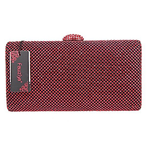 Fawziya Evening Bags And Clutches Envelope Rhinestone Purse-Red
