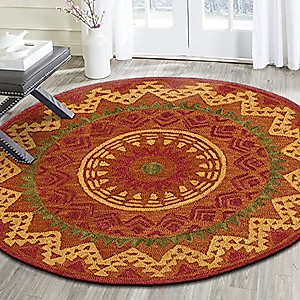 LR Resources Area Dazzle LR54059-RUS40RD Rust X 4 ft Plush Indoor Round Rugs, 4' x 4'
