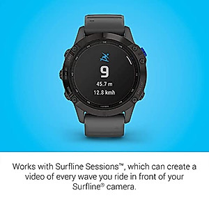 Garmin Fenix 6 Pro Solar (GPS,1.4 inches) Solar-Powered Multisport, Advanced Training Features and Data, Black with Slate Gray Band (Renewed)