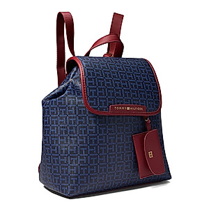 Tommy Hilfiger Kennedy II Flap Backpack w/Hangoff-Coated Square Monogram Tommy Navy/Charcoal Blue One Size