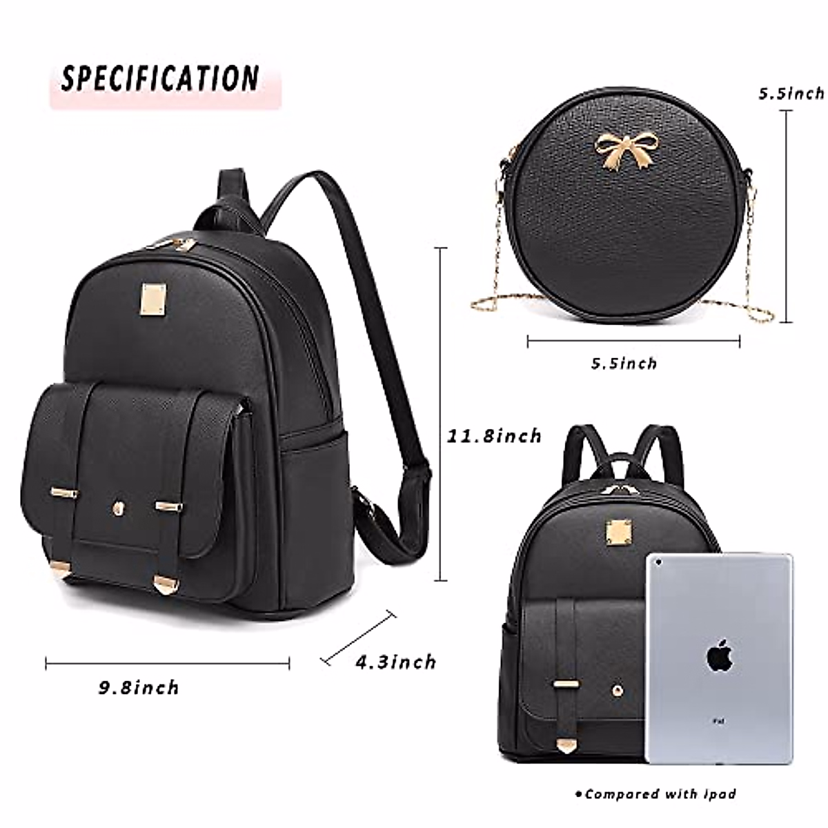 MACCINELO Girls Fashion Mini Leather Backpack Purse for Women Cute Small Backpack for Ladies Shoulder Bag over 5 years old