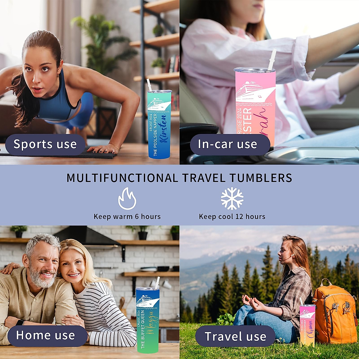 Custom Cruise Cups, Personalized Family Vacation Tumbler, Customized Insulated Stainless Steel Girls Trip Cruise Tumbler With Lid And Straw, Summer Travel Beach Cup, Girls Bachelorette Trip Gifts