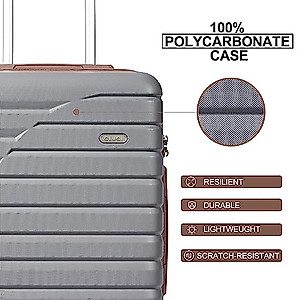 CLUCI Carry On Luggage with Spinner Wheels,Lightweight Hardside Suitcase PC Hardshell Luggage with TSA Lock,20" Carry-On(Dark gray)