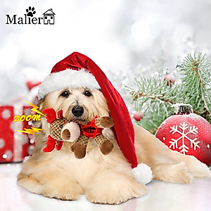 Malier Christmas Squeaky Dog Toys, Durable Latex Rubber Dog Chew Bite Toy Stuffed Dog Toys, Funny Interactive Dog Toys with Crinkle Paper for Puppy Small Medium Pets Dogs (Elk)