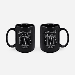 Just a girl who loves elvis mug - Crazy about Elvis coffee cup - super fan - Love me tender (Black #1)