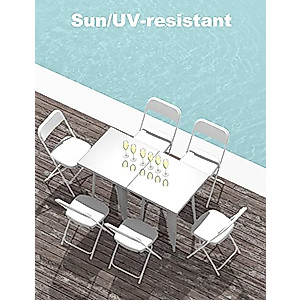 Nazhura Foldable Folding Chairs Plastic Outdoor/Indoor 650LB Weight Limit (White, 4 Pack)