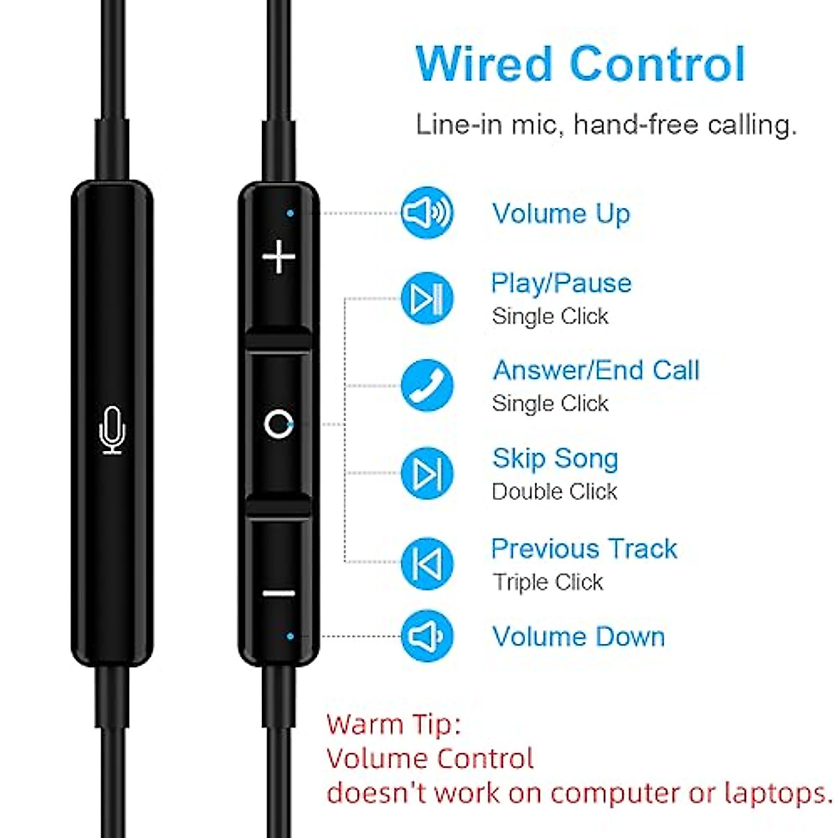 TITACUTE 3.5mm Earbuds Noise Canceling Headphones with Microphone Magnetic in-Ear Wired 3.5mm Jack Earphone for Moto G Power Pure Google Pixel 4a 3a 5a Samsung S10 S10e S9 A03s A52 A14 A12 A13 Black