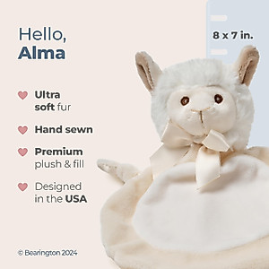 Bearington Baby Wee Alma, 8 x 7 Inch Small Llama Stuffed Animal, Nursery Decor, Security Blanket Lovey for Babies