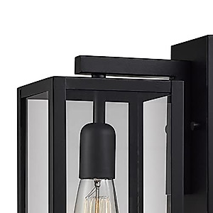 Globe Electric 44176 1-Light Outdoor Indoor Wall Sconce, Matte Black, Glass Panes, Weather Resistant, Wall Lighting, Wall Lamp Dimmable, Kitchen Sconces Wall Lighting, Home Improvement, Porch Light