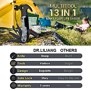 Father's Day Gifts for Dad from Daughter Son Hammer Multitool Camping Accessories, 13 In 1 Pocket Multi Survival Tools Cool Gadgets Christmas Birthday Gifts for Men Dad Him Women Husband Grandpa Wife