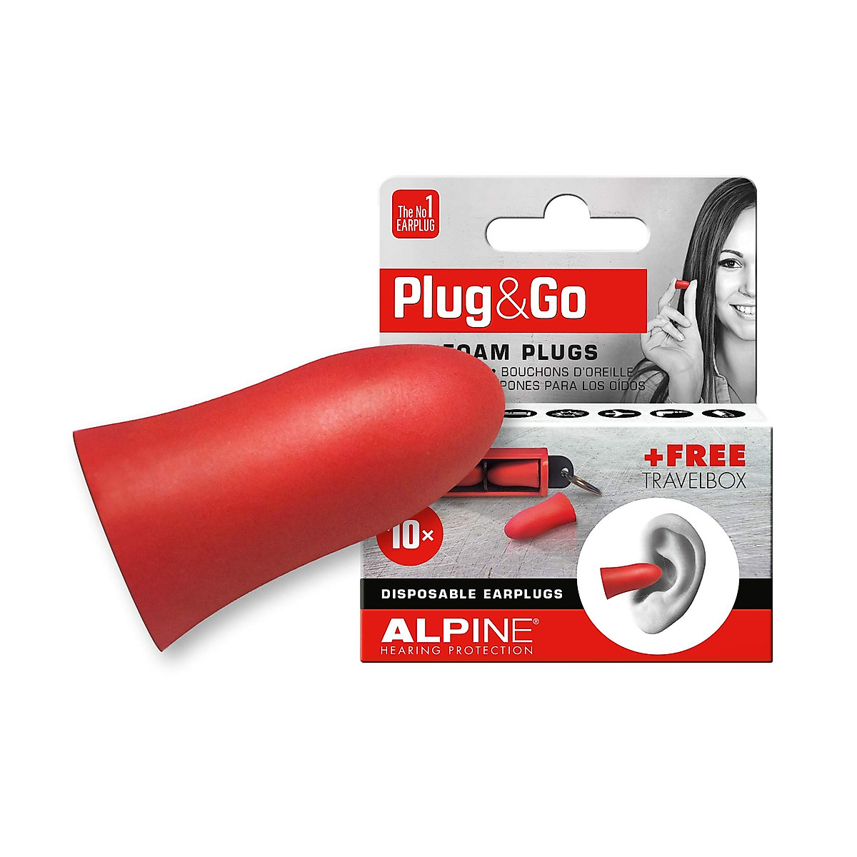 Alpine Plug&Go Disposable Foam Ear Plugs – Sleeping/Study/Work earplugs - Reduce Snoring and Improve Sleep - Free Key case - Anti-Irritation Coating and Universal fit